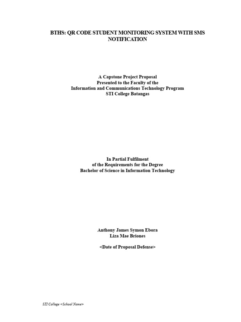 CAPSTONE PROPOSAL | PDF | Qr Code | Computing