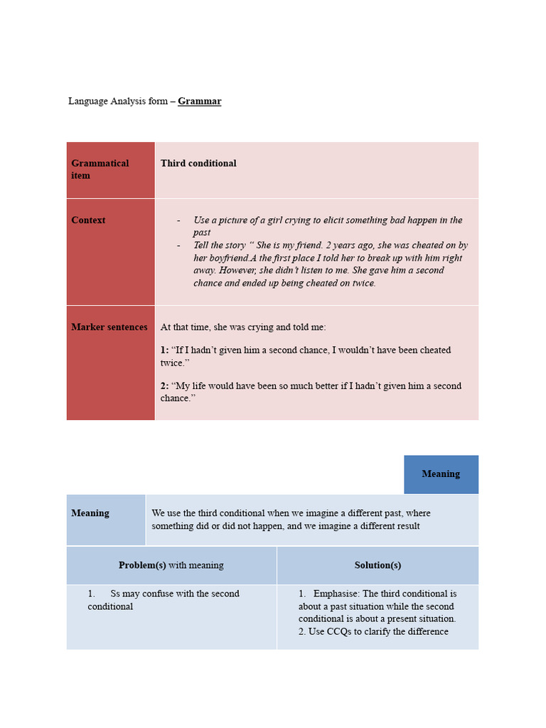 Example - Language Analysis Form - Grammar | PDF | Grammar | Cognition