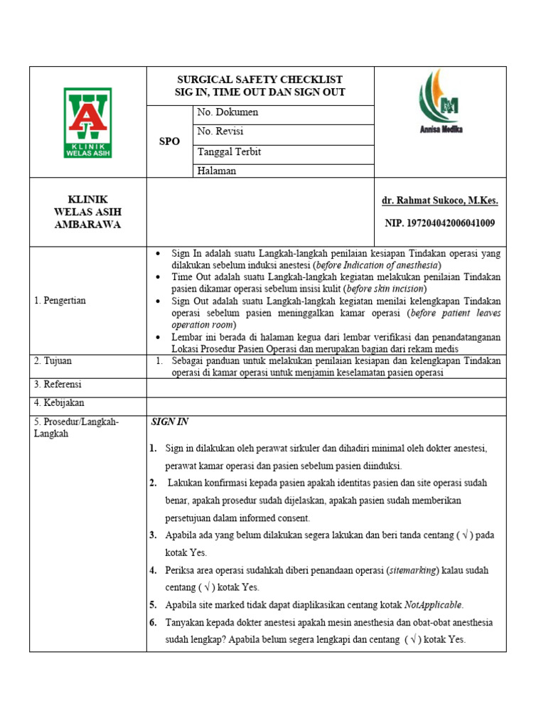 SOP SIGN IN, SIGN OUT, TIME OUT | PDF