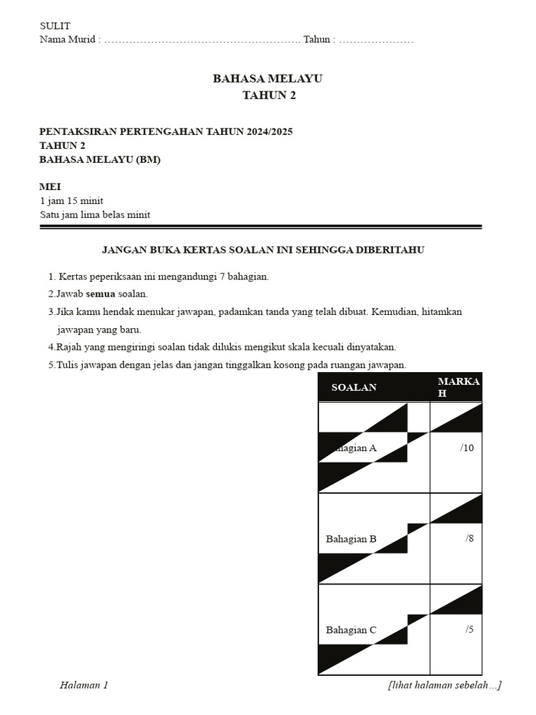 BM 2 SK THN 2 2024 by Cikgu Gorgeous | PDF