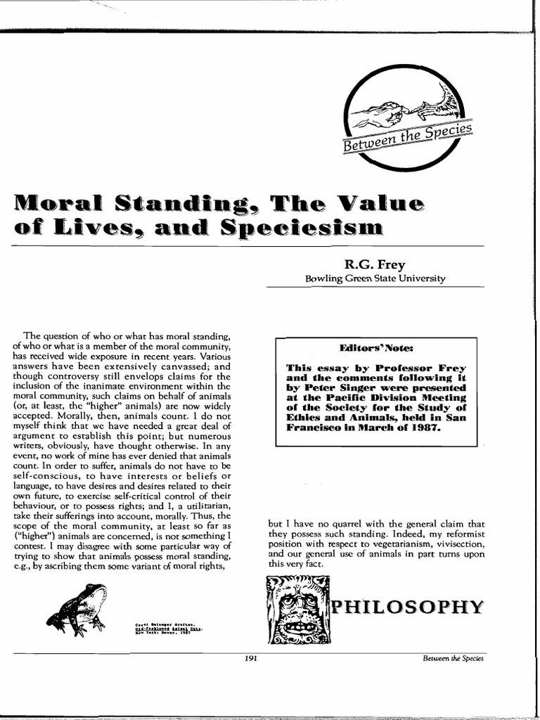 9 Moral Standing The Value of Lives and Speciesism | PDF