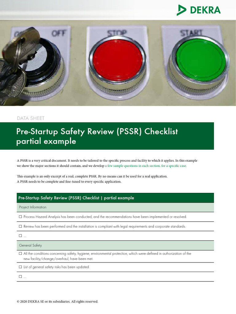 Pre-Startup Safety Review Checklist | PDF | Safety | Occupational ...