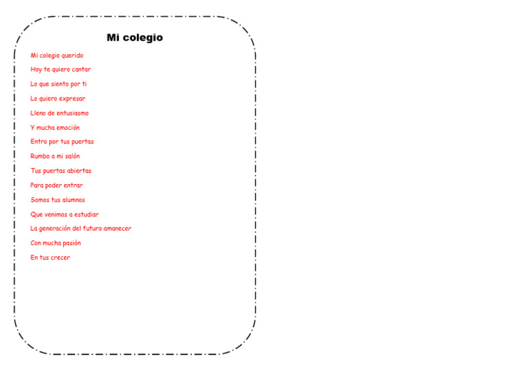 Poema de amor a mi colegio | PDF