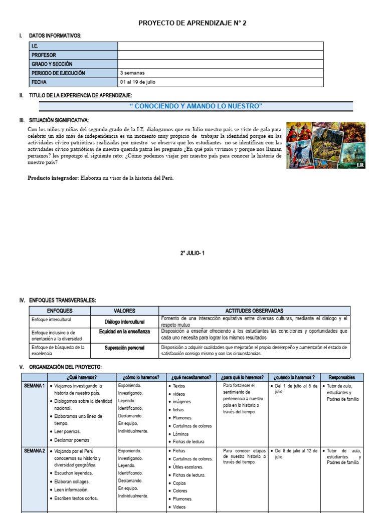 2° Grado - Proyecto de Aprendizaje N°02 | PDF | Aprendizaje | Sustracción