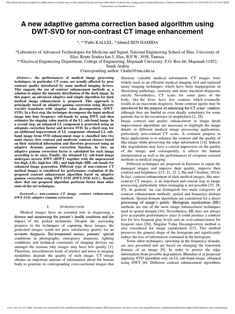 A new adaptive gamma correction based algorithm using DWT-SVD for non ... A new adaptive gamma correction based algorithm using DWT-SVD for non ...