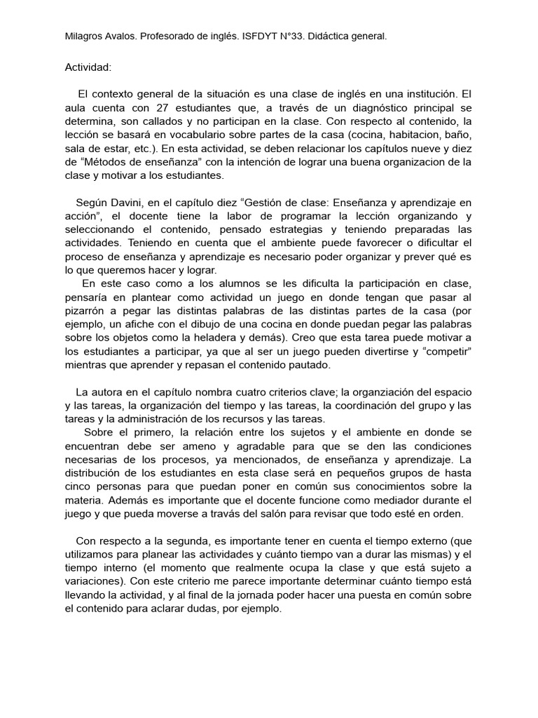 Davini - Métodos de Enseñanza - Cap 10 - Gestion de Clase - Enseñanza y Aprendizaje en Acción ...