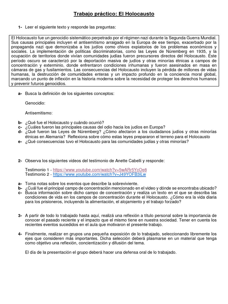 Análisis y Reflexión sobre el Holocausto | PDF | El Holocausto ...