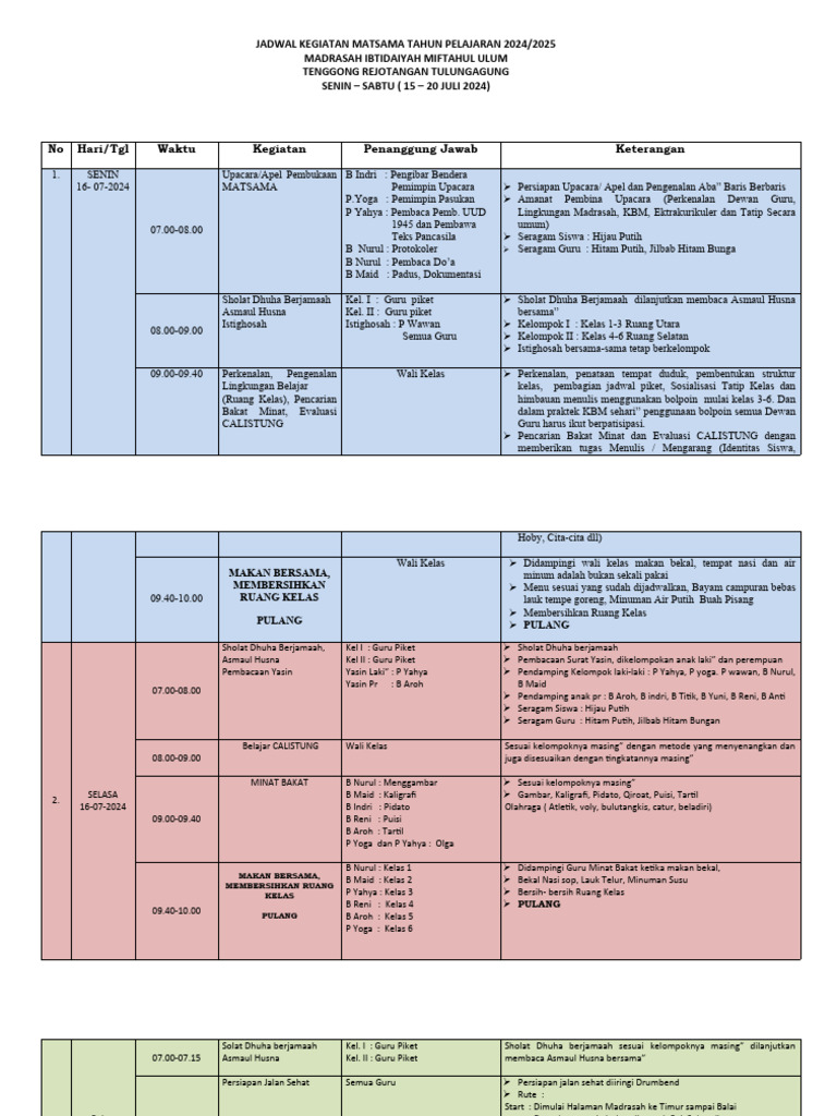Jadwal MATSAMA MIMU 2024 | PDF