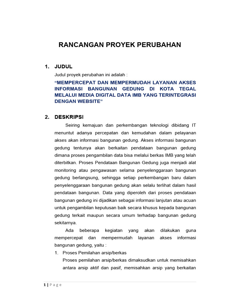 Rancangan Proyek Perubahan Format Baru1 | PDF | Seni