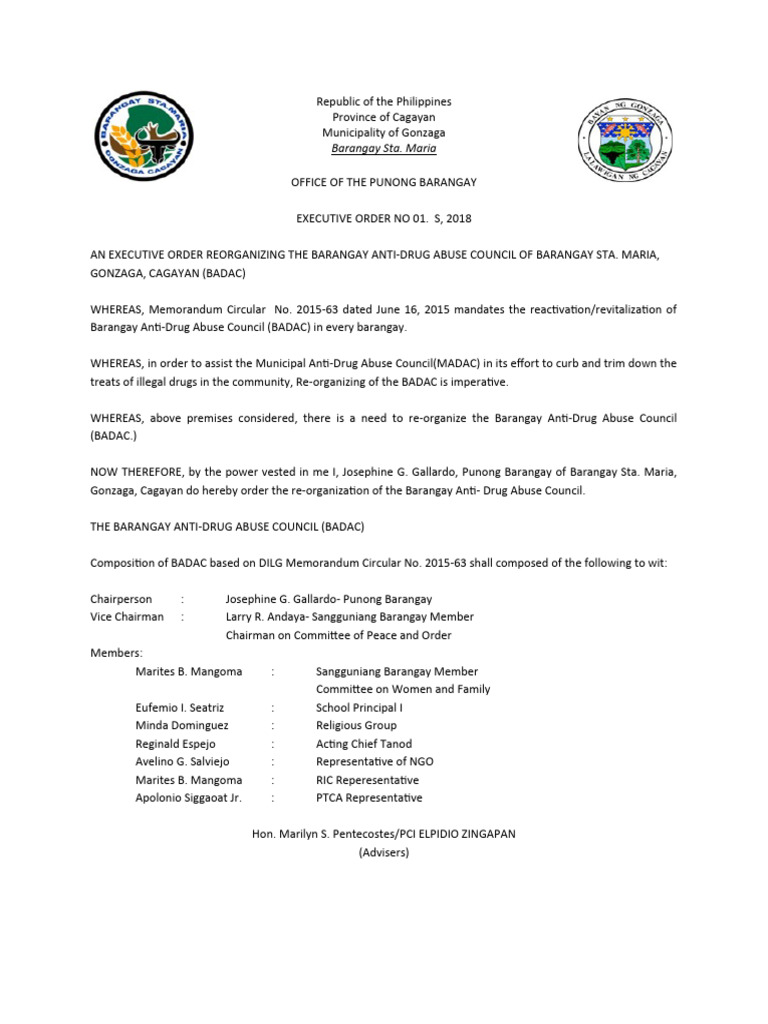 Badac Executive Order s.2018 | PDF