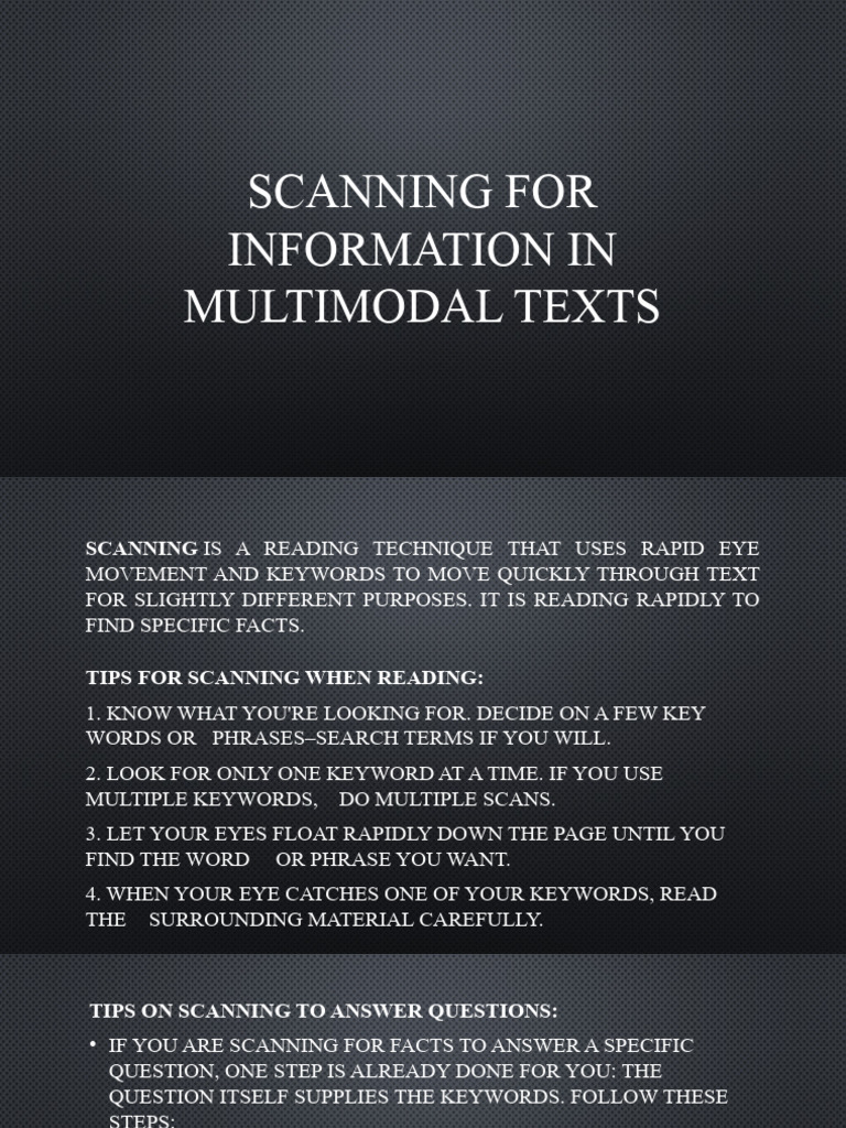 Scanning For Information in Multimodal Texts | PDF