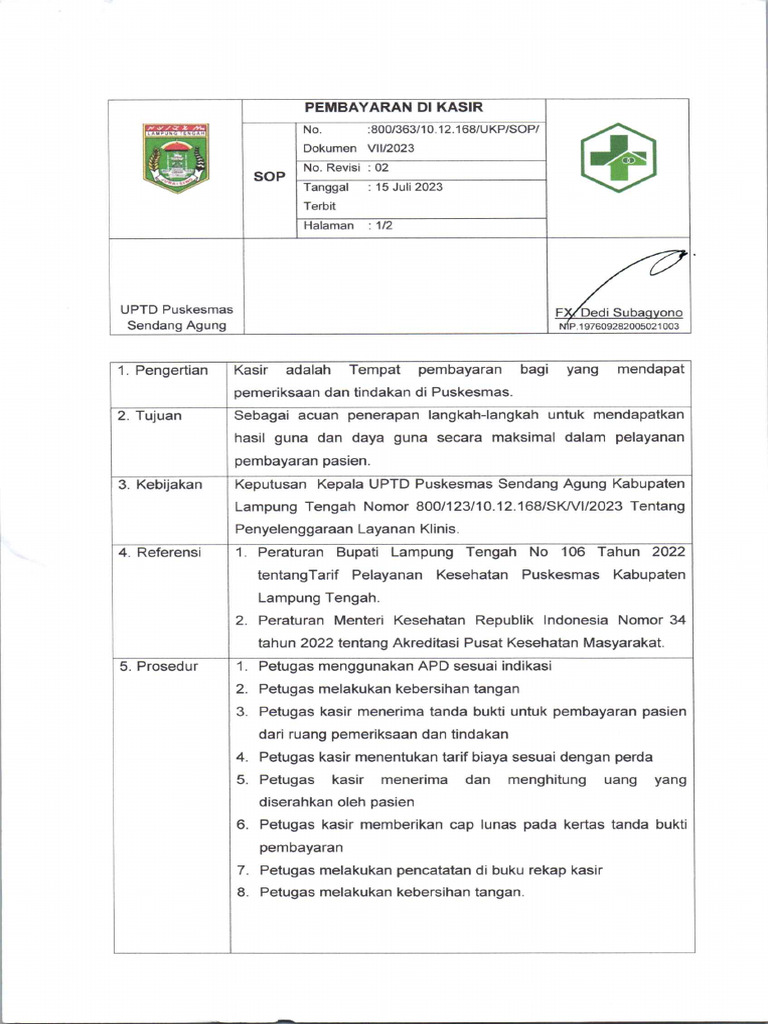 Sop Pembayaran Di Kasir | PDF