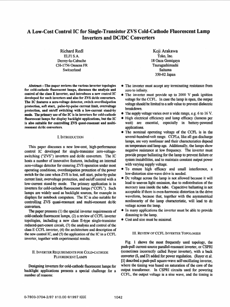 Low-Cost Control IC for CCFL Inverters | PDF | Power Inverter ...