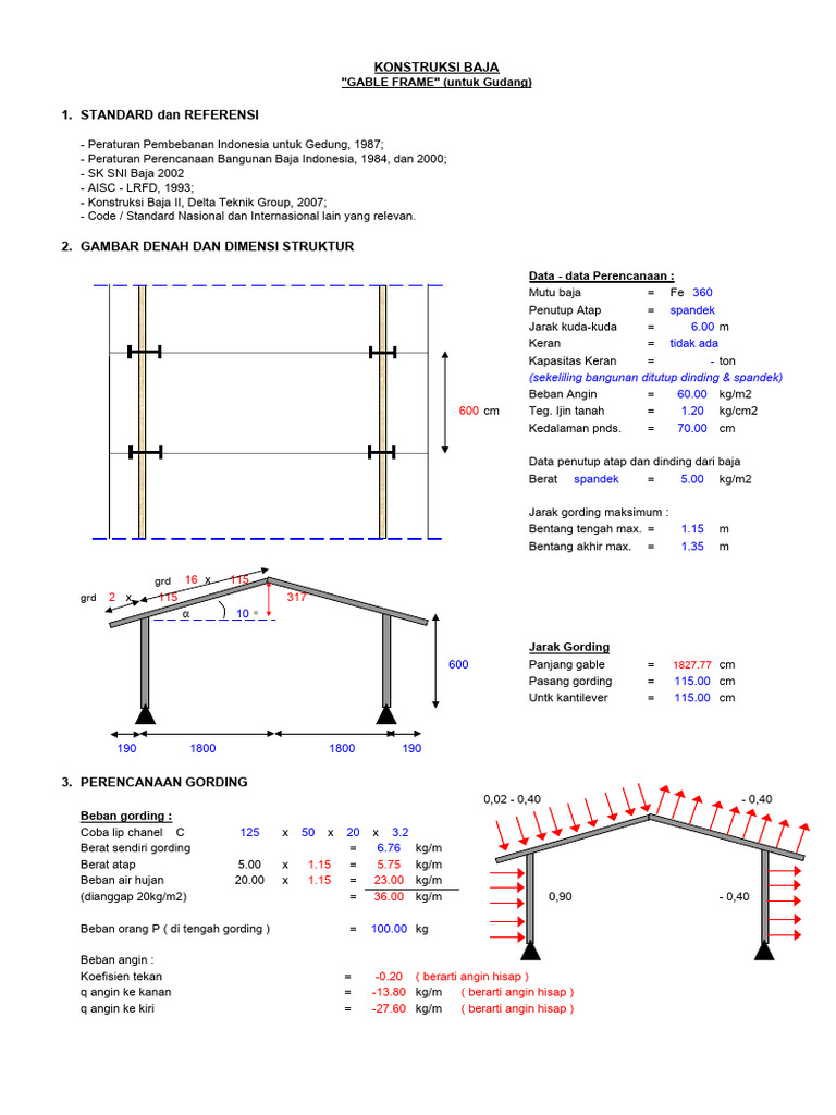 Perhitungan Konstruksi Baja-Gudang-Final | PDF
