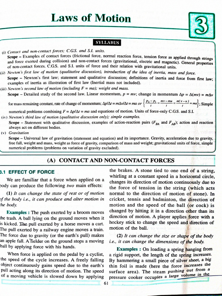 9 Icse Laws of Motion Book | PDF