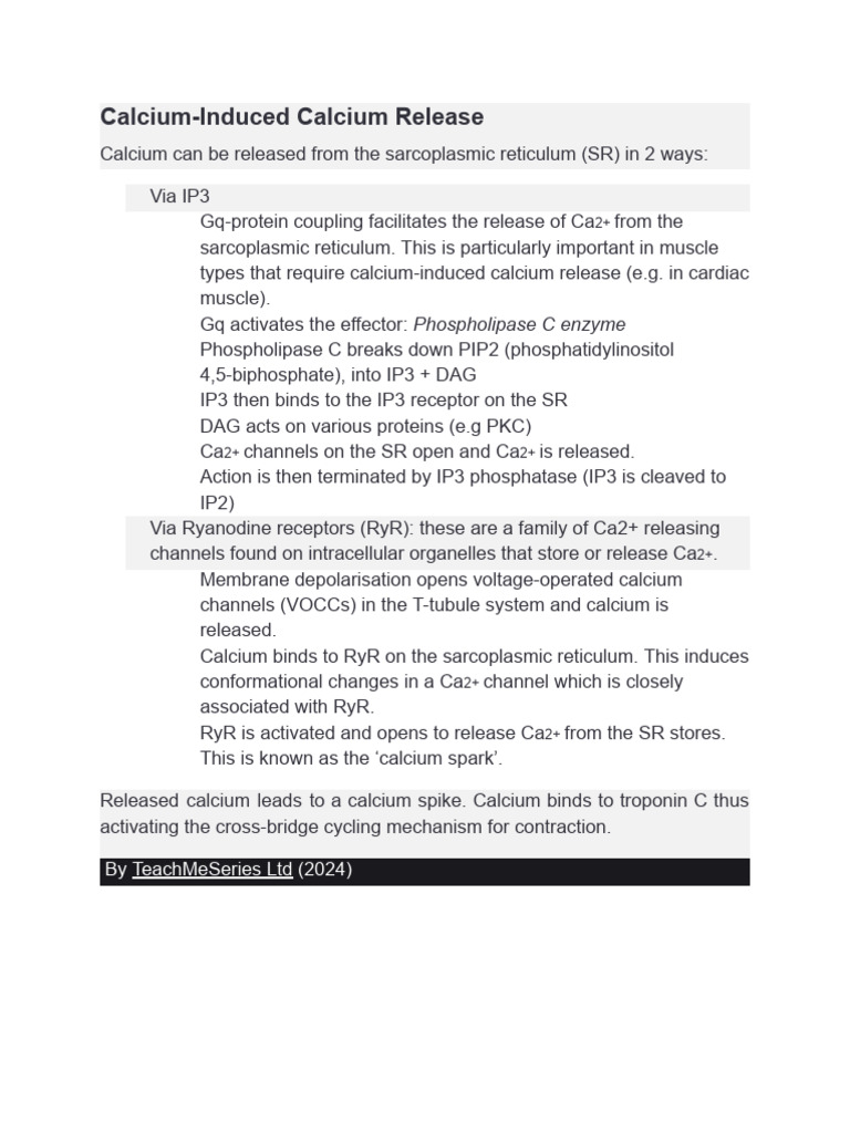 Calcium-Induced Calcium Release Mechanisms | PDF