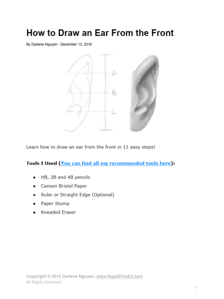RapidFireArt Tutorials How To Draw An Ear Front View | PDF | Pencil