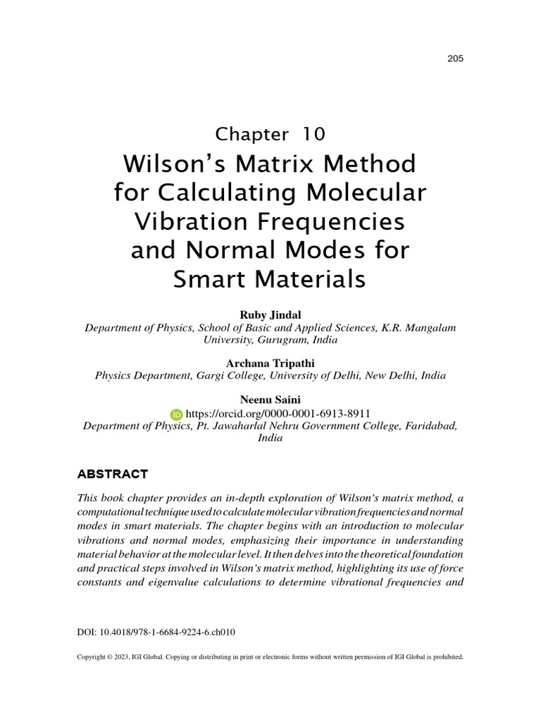 Book Chapter Wilson's-Matrix-Method-for-Calculating-Molecular-Vibration ...