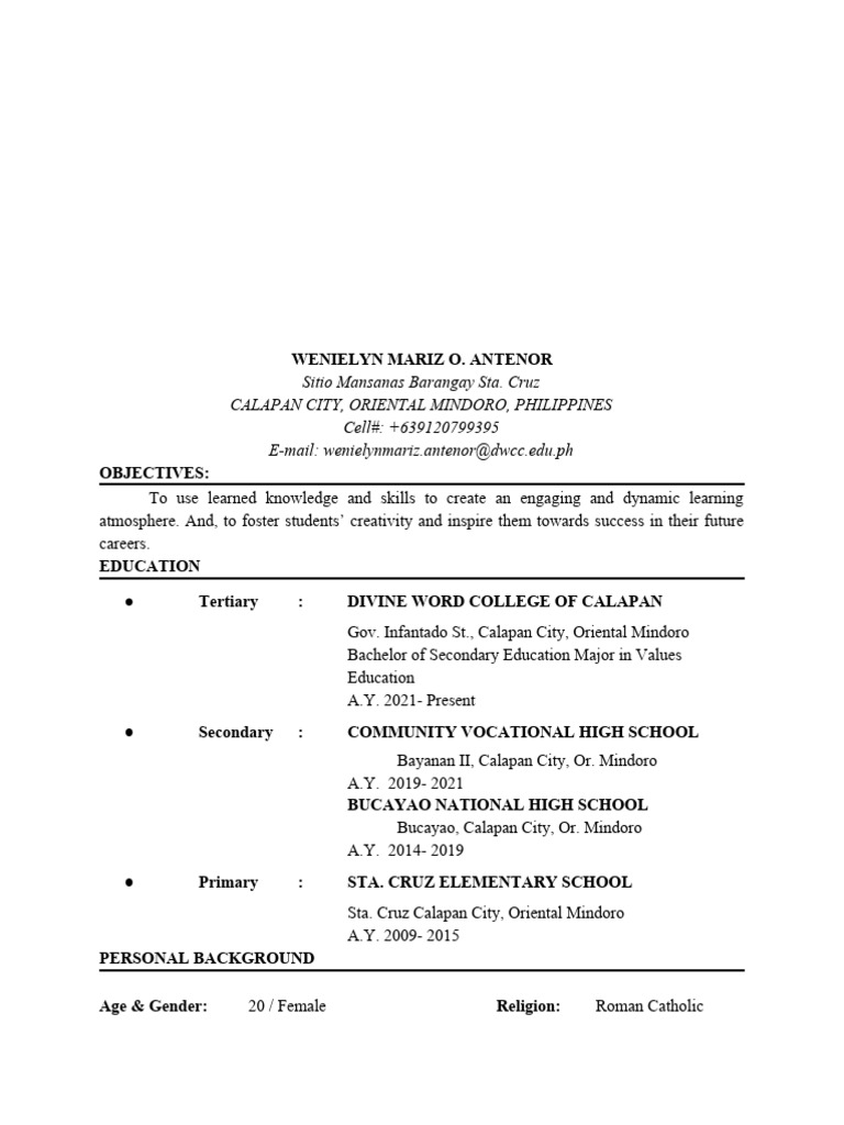 CV-template-ANTENOR | PDF | Behavior Modification | Cognition