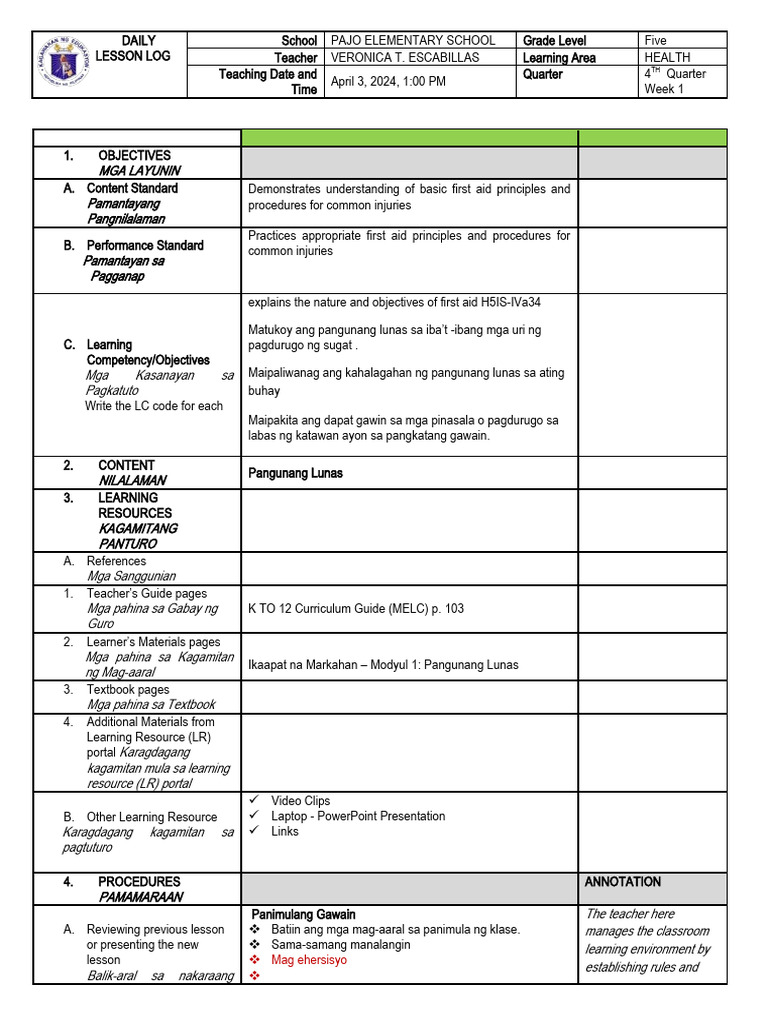 Cot 4 Health 5 Week 3 | PDF | Educational Technology | Learning
