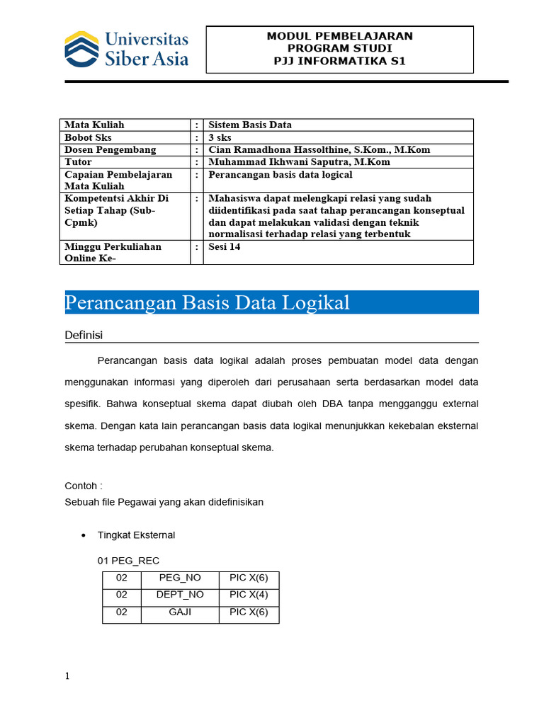 Modul Sistem Basis Data - Sesi 14 | PDF