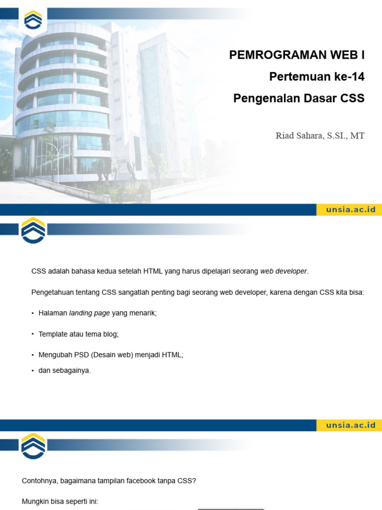 Pertemuan 14 - Pengenalan Dasar CSS | PDF