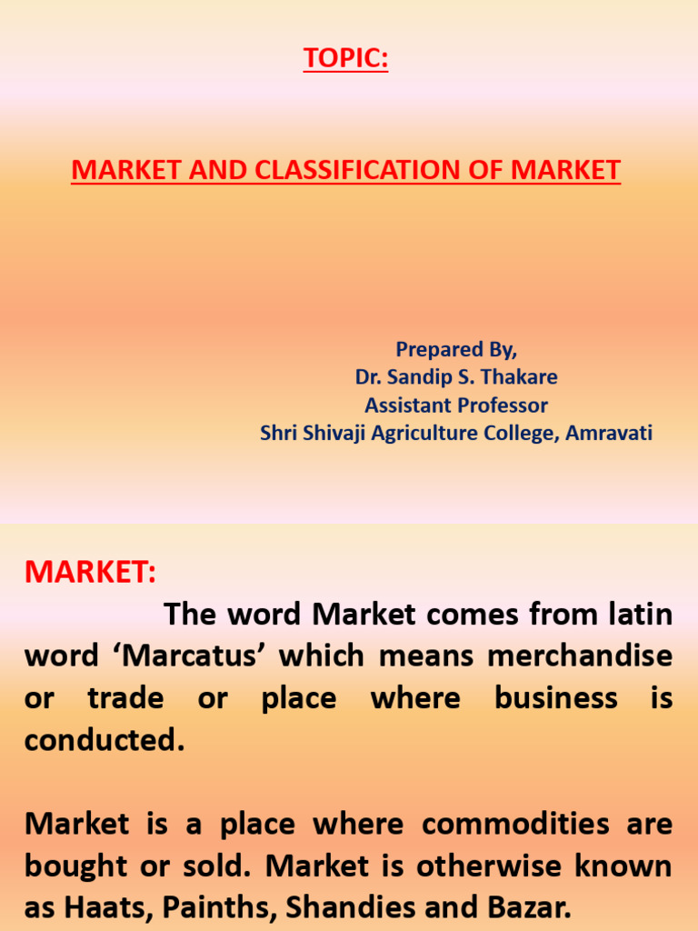 Market and Classification | PDF | Market (Economics) | Monopoly