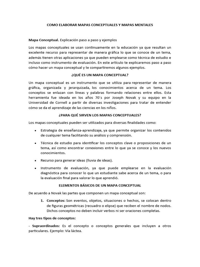 Como Elaborar Mapas Conceptuales y Mapas Mentales | PDF | Mente ... Como Elaborar Mapas Conceptuales y Mapas Mentales | PDF | Mente ...