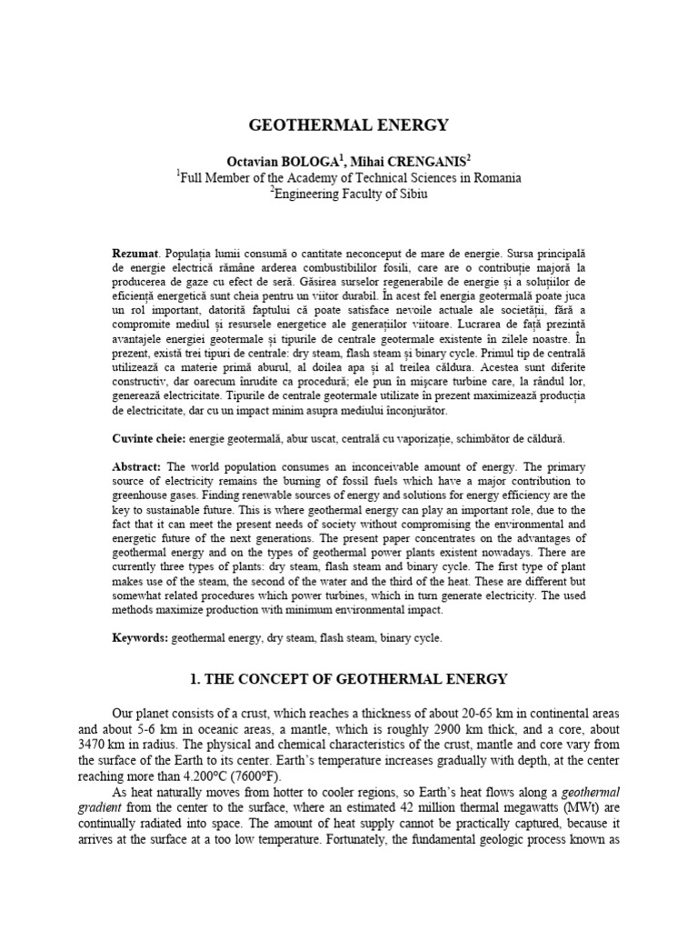 A Must Read Paper | PDF | Steam | Geothermal Energy