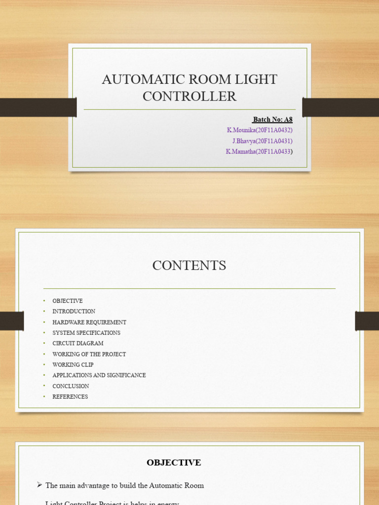 Automatic Room Light Controller: Batch No: A8 | PDF | Arduino | Sensor