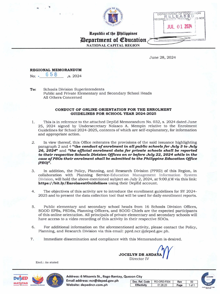 RM-No.-658-s.-2024-Conduct-of-Online-Orientation-for-the-Enrolment-Guidelines-for-School-Year ...