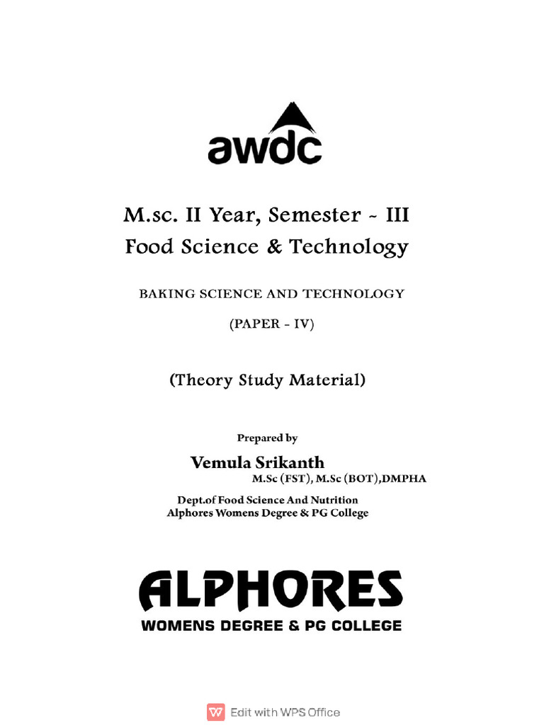Bakery Science&Technology Material 3rd Sem Over | PDF | Flour | Wheat