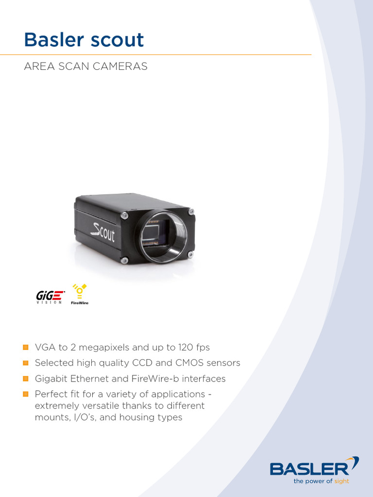 Datasheet Basler Scout | PDF | Charge Coupled Device | Pixel
