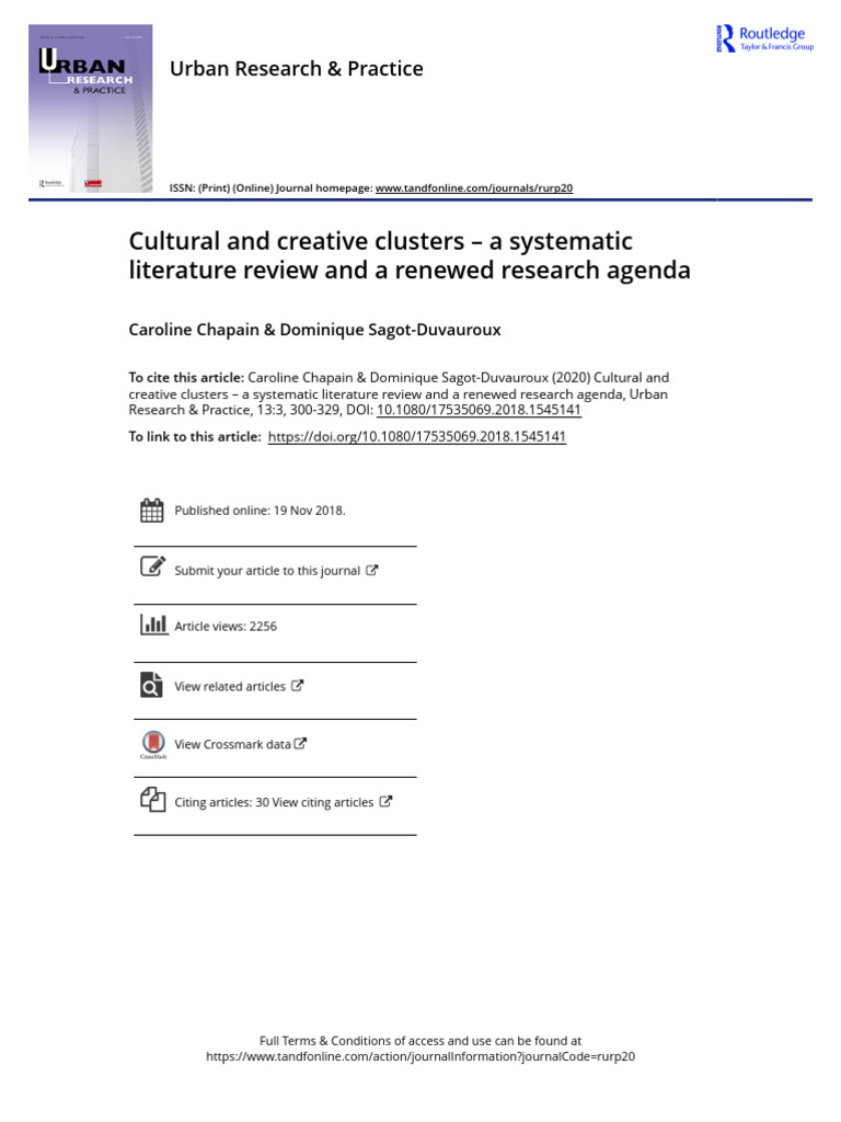 Systematic Review of Cultural Clusters | PDF | Analysis | Methodology