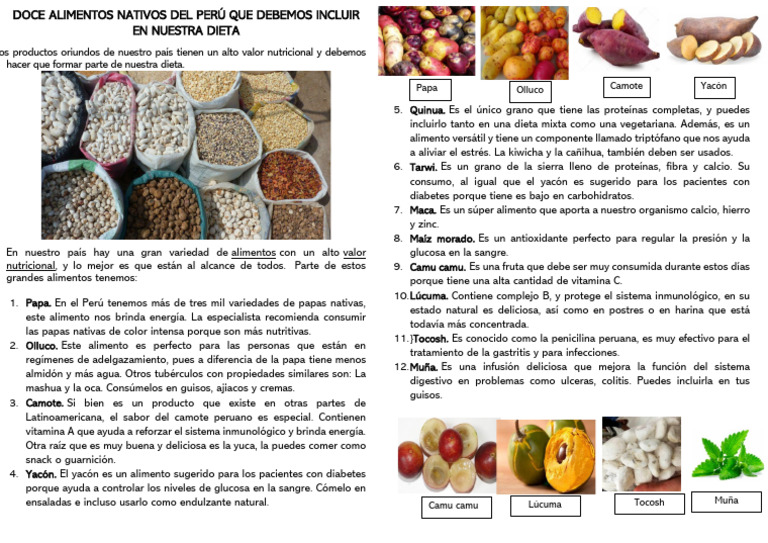 DOCE ALIMENTOS NATIVOS DEL PERÚ QUE DEBEMOS INCLUIR EN NUESTRA DIETA ...