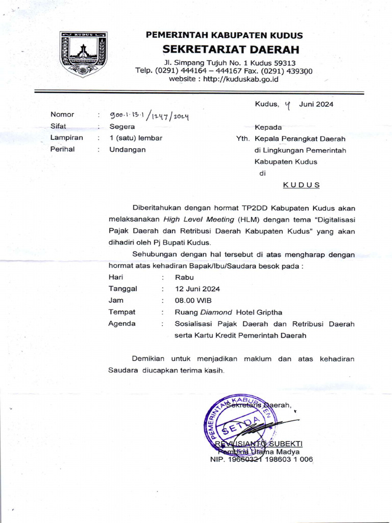 Setda Undangan LHM | PDF