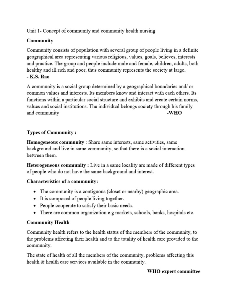 Note of CHN Unit 1 | PDF | Nursing | Public Health