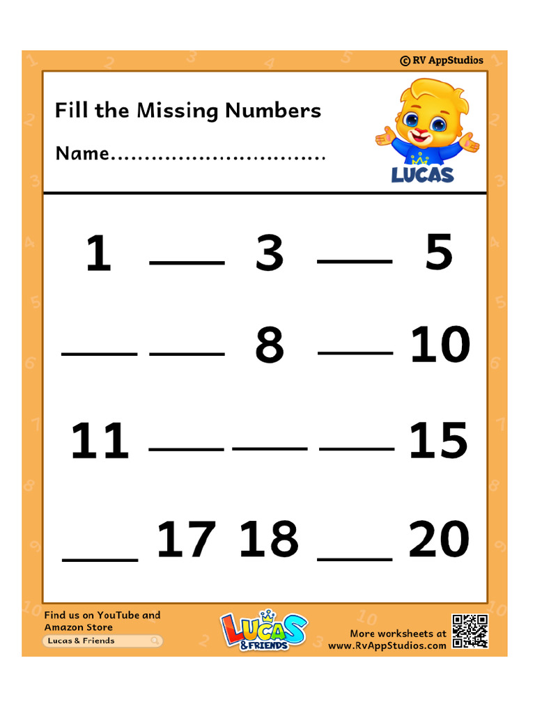 133 Free Printable Worksheets For Kids Missing Number Worksheets 1 20 Missing Number Worksheets ...