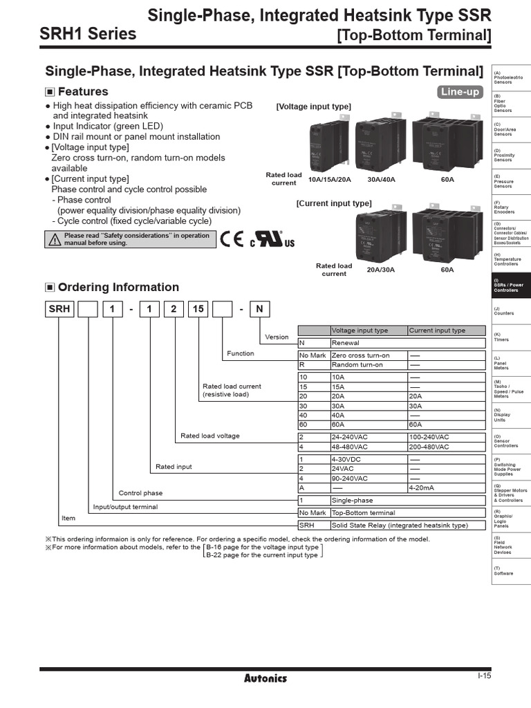 Autonics SRH1 N Datasheet | PDF | Electrical Connector | Optical Fiber