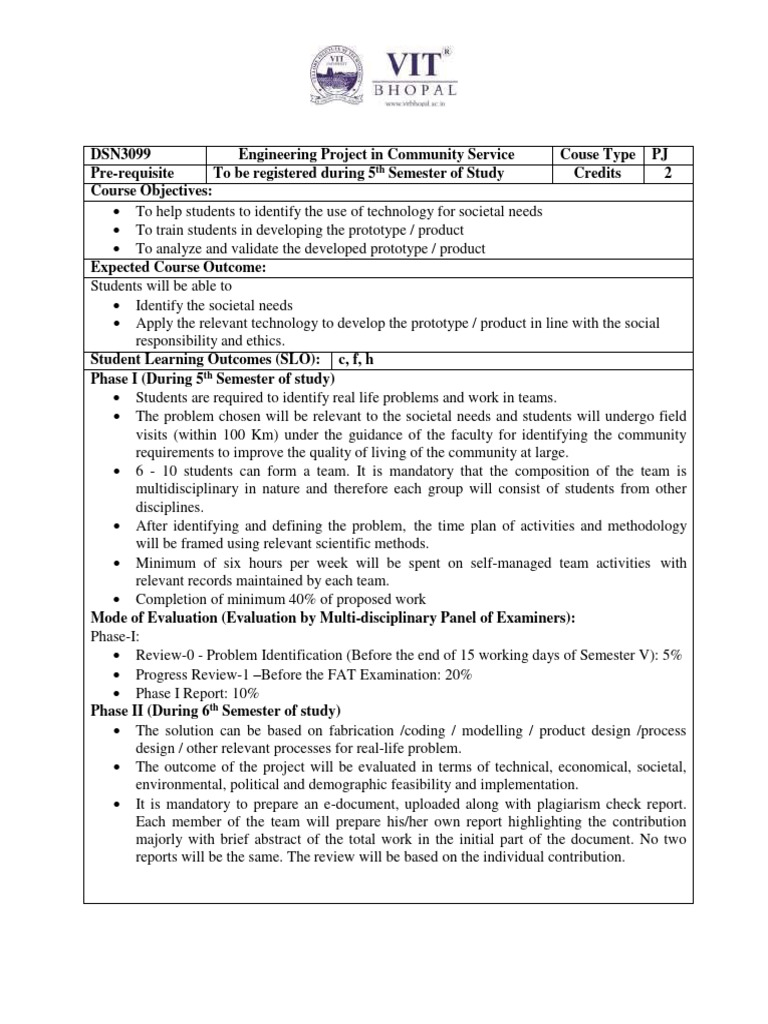 Community Service Engineering Project | PDF | Engineering | Science