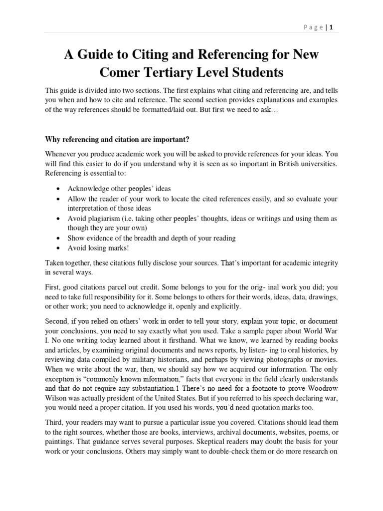 Citing and Referencing Guide for Students | PDF | Apa Style | Citation