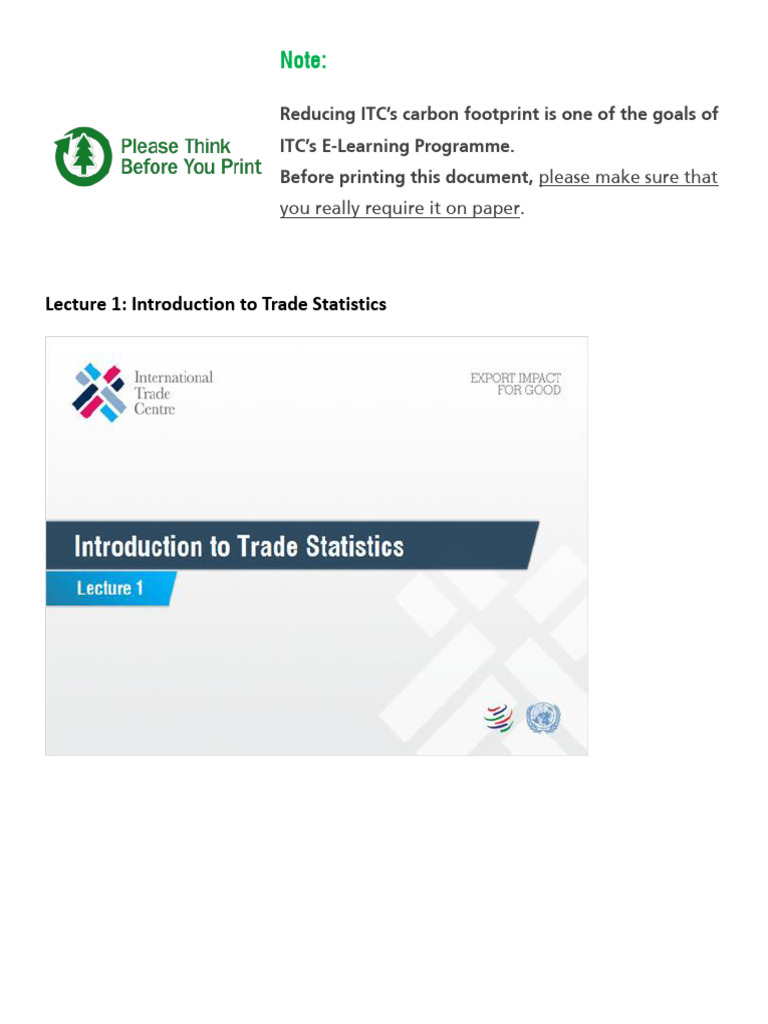 Lecture 1 - Introduction To Trade Statistics | PDF