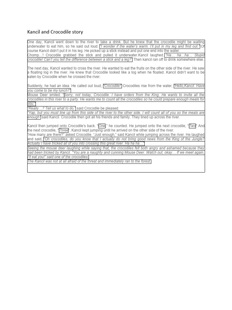 Kancil and Crocodile Stor2 | PDF | Poetry