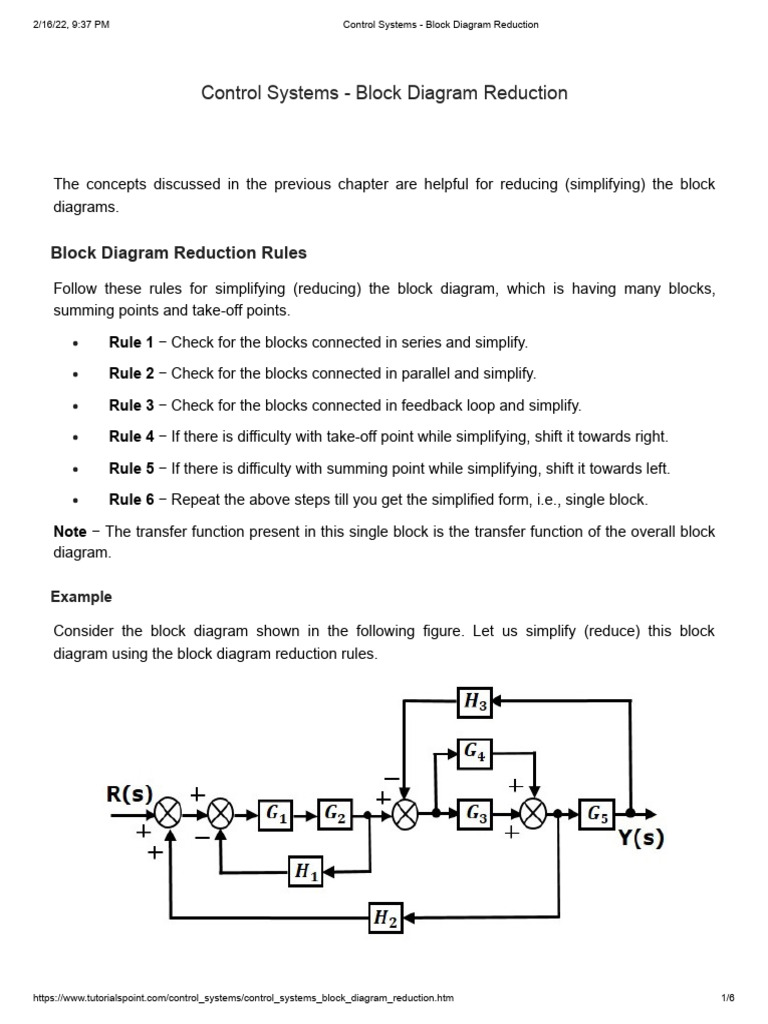 Control Systems - Block Diagram Reduction | PDF | Applied Mathematics ...