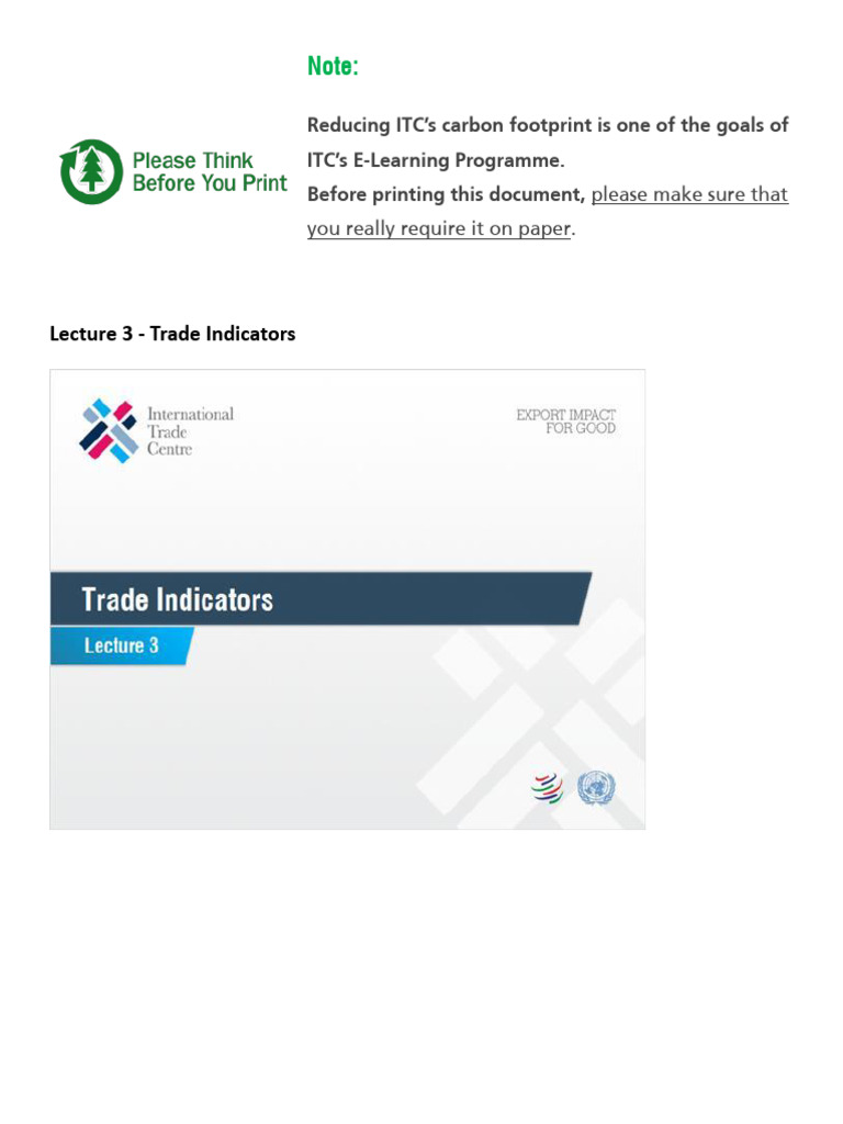 Lecture 3 - Trade Indicators | PDF | Prices | Balance Of Trade