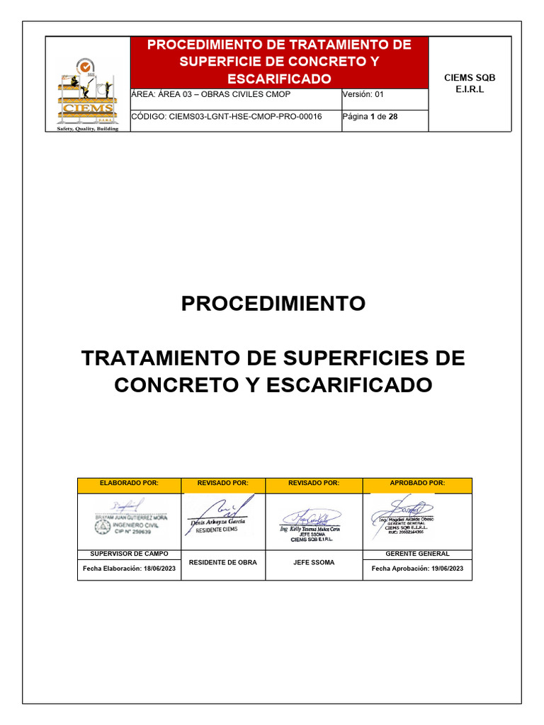 CIEMS03 LGNT HSE CMOP PRO 00016 Tratamiento de Superficie de Concreto y ...