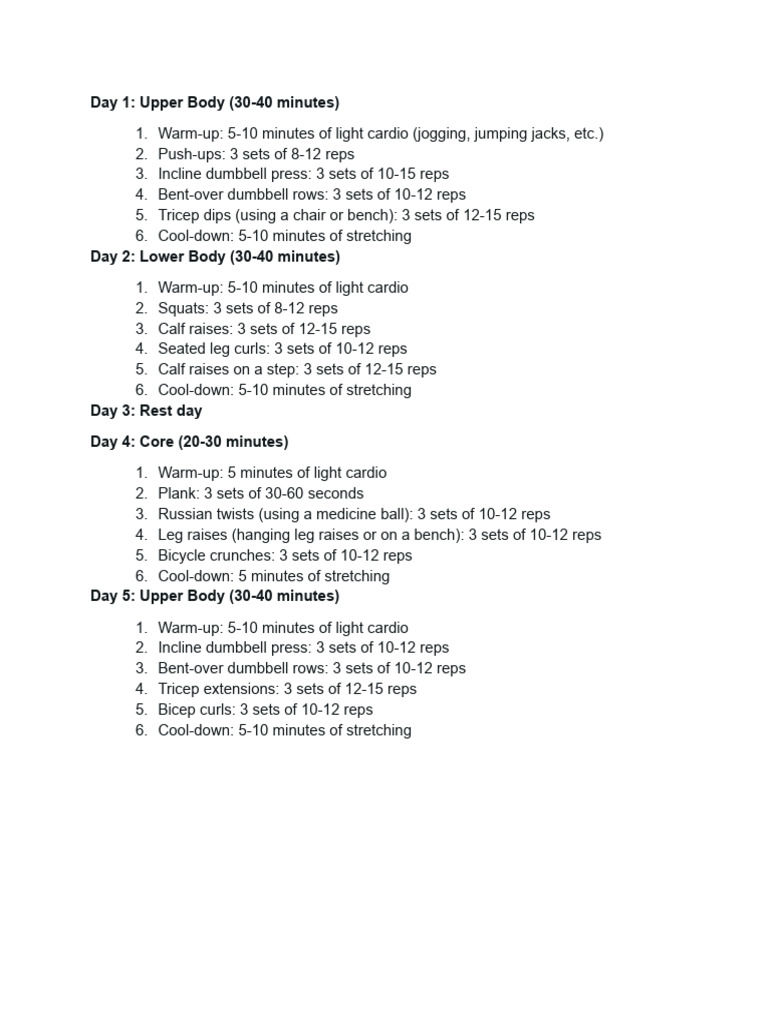 Day 1: Upper Body (30-40 Minutes) | PDF