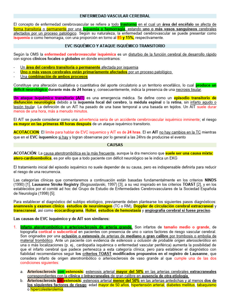 Tipos y Escalas de EVC Cerebral | PDF | Carrera | Embolia