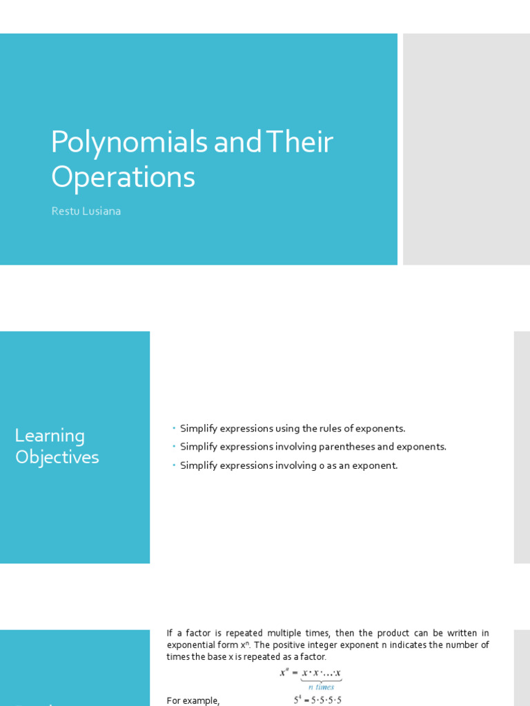 Operations on Polynomials Explained | PDF | Division (Mathematics ...