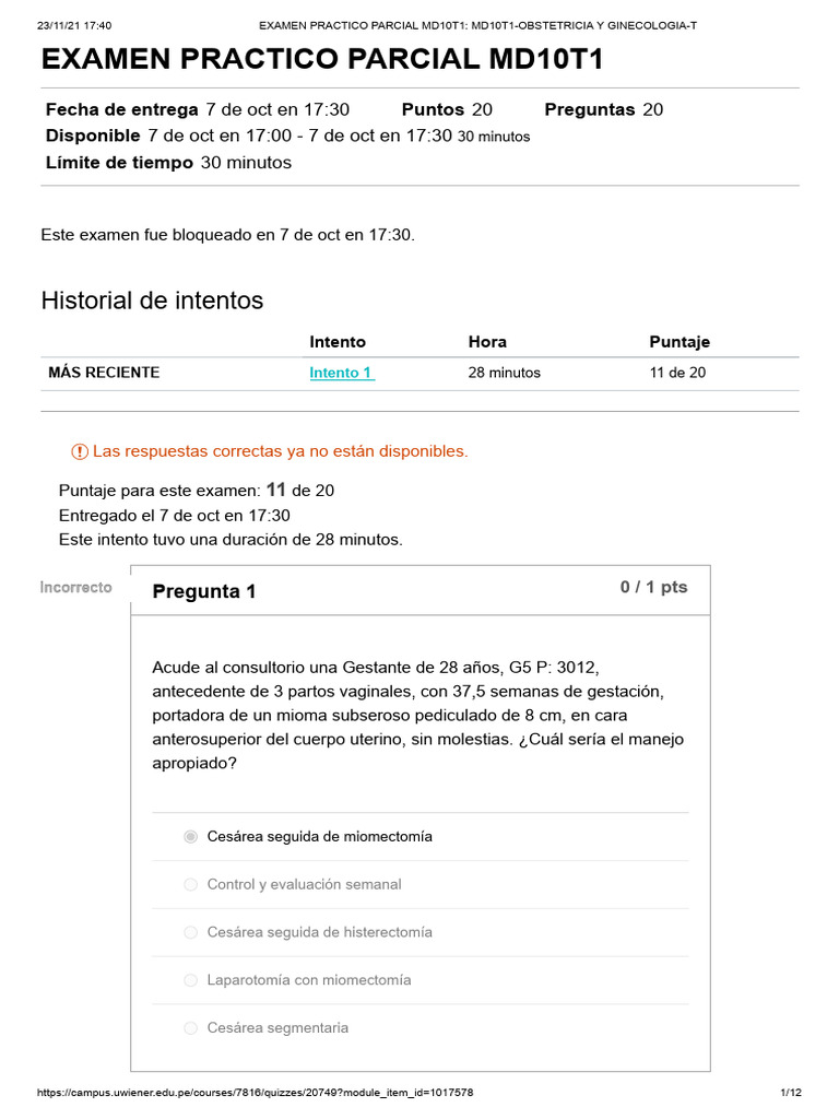 Examen Practico Parcial MD10T1 - Md10t1-Obstetricia y Ginecologia-T ...
